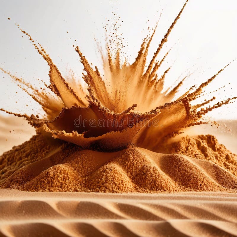 Desert Sand Dunes Exploding in Burst of Dust Stock Illustration ...