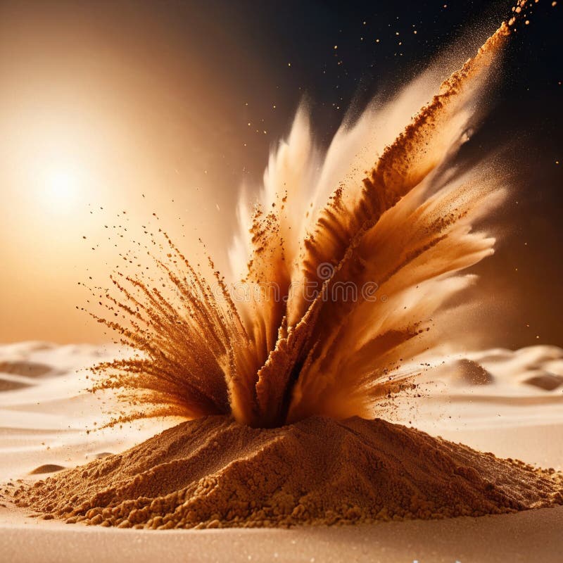 Desert Sand Dunes Exploding in Burst of Dust Stock Illustration ...