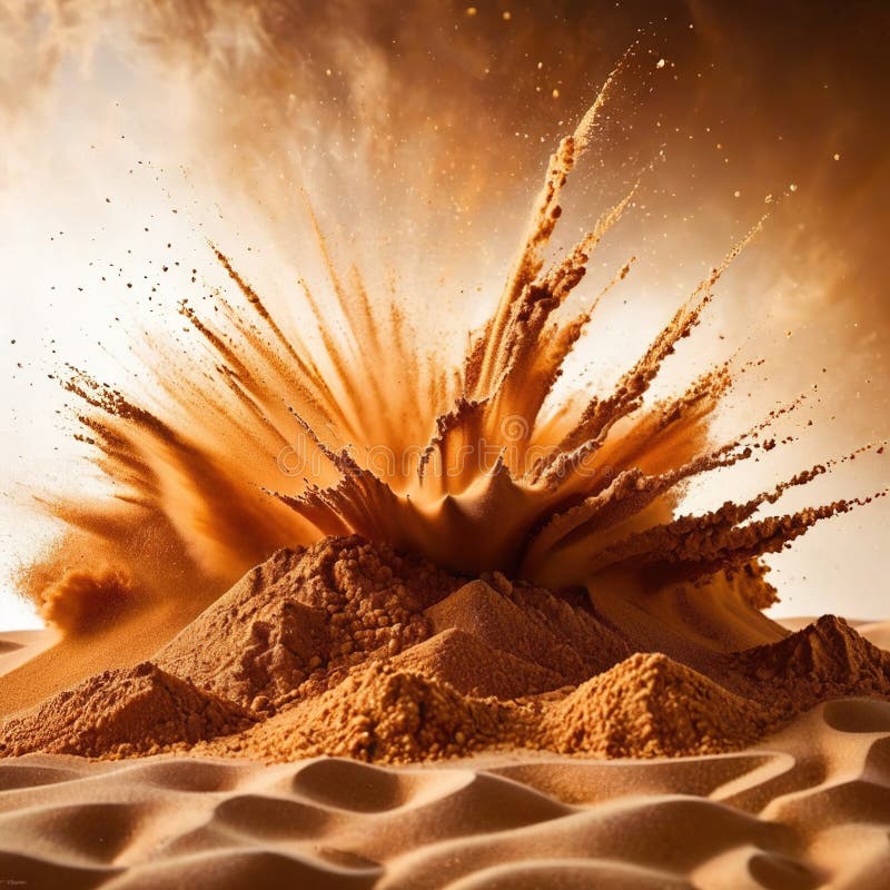 Desert Sand Dunes Exploding in Burst of Dust Stock Illustration ...