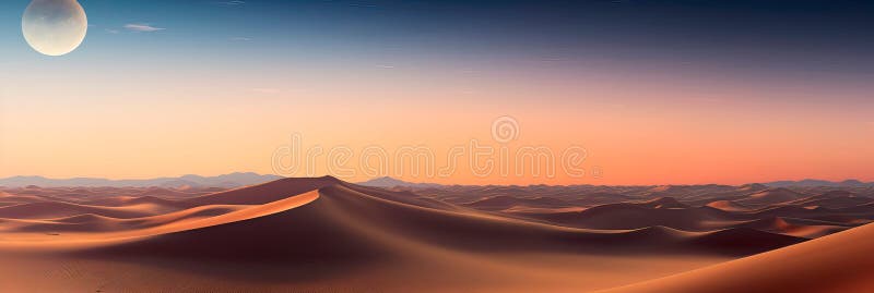 Desert Sand Dunes Illuminated by the Soft Light of a Full Moon ...