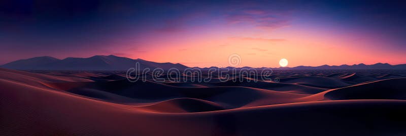 Desert Sand Dunes Illuminated by the Soft Light of a Full Moon ...