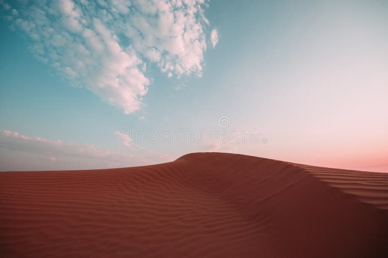 Desert with Sand Dunes and Red Sand Dunes Stock Photo - Image of ...