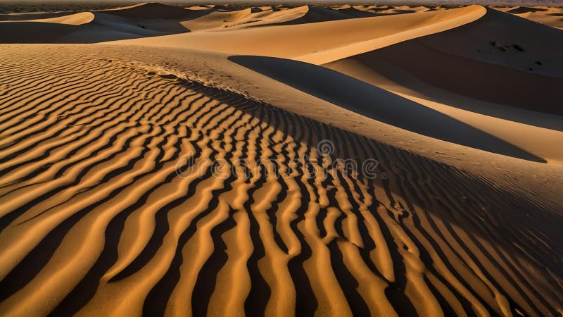 Desert Sand Dunes with Shadows and Ripples Stock Illustration ...