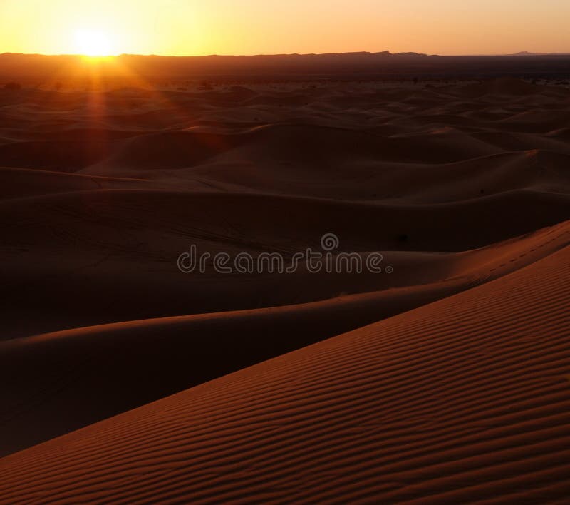 Desert Sand Dunes Sunset stock image. Image of landscape - 7100229