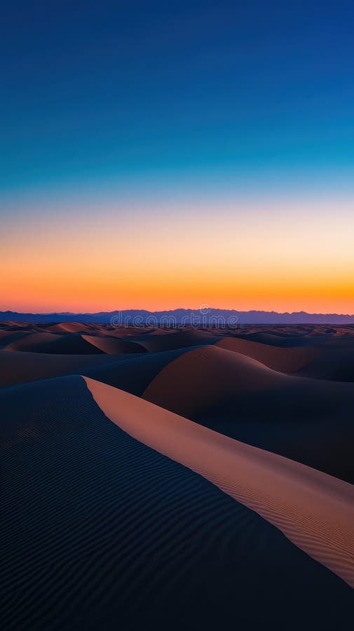 Desert Sand Dunes at Sunset with a Gradient Sky Stock Illustration ...