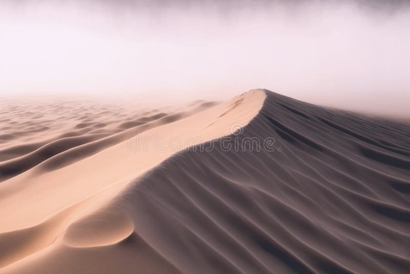 Desert Sand Landscape. Atmospheric Scenic Imaginary View. Clouds and ...