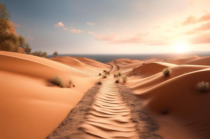 Desert sand road stock illustration. Illustration of arabia - 314987435