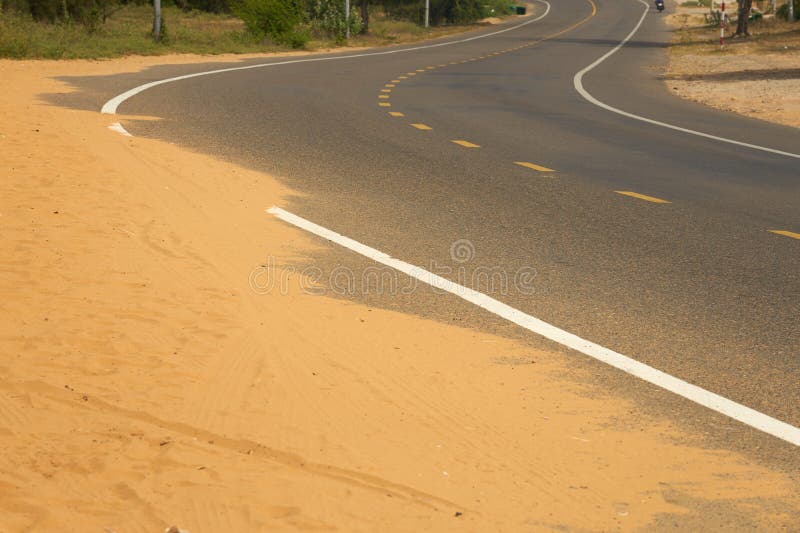Desert Sand Steps on an Asphalt Road. Stock Image - Image of journey ...