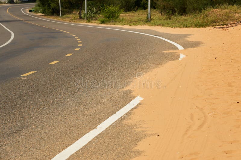 Desert Sand Steps on an Asphalt Road. Stock Photo - Image of asphalt ...