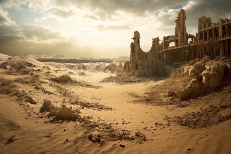 Desert Sands Engulfing Remnants of a Lost Civilization Stock Photo ...