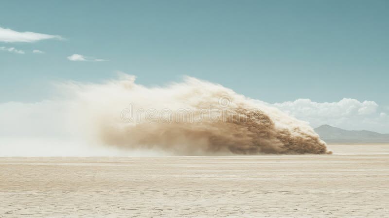 Desert Sandstorm: Beige Dust Cloud Across Tan Landscape Stock ...