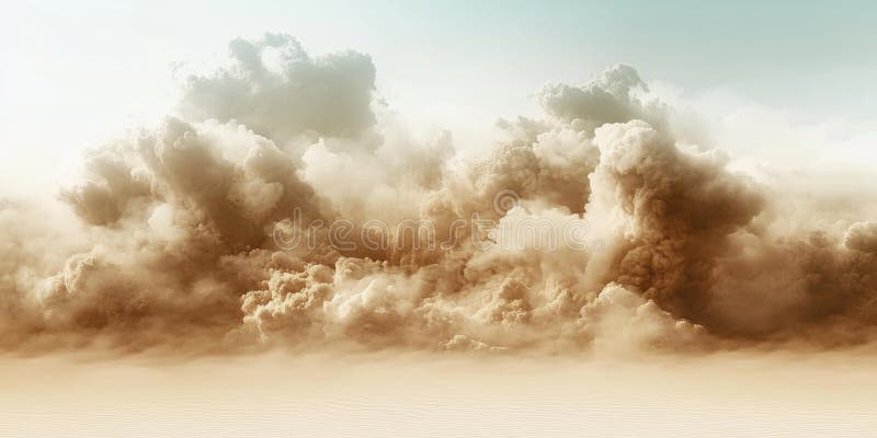 Desert Sandstorm Rising Dust Cloud, Landscape , Duststorm Stock ...