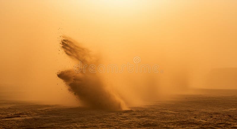 Desert Sandstorm at Sunset: Orange Dust Explosion Stock Illustration ...