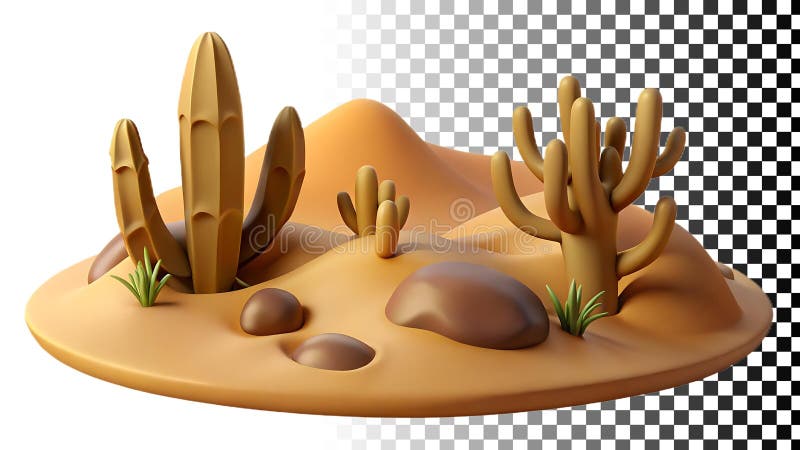 Desert Scene with Cacti and Sand, Showcasing Arid Landscape and Dry ...