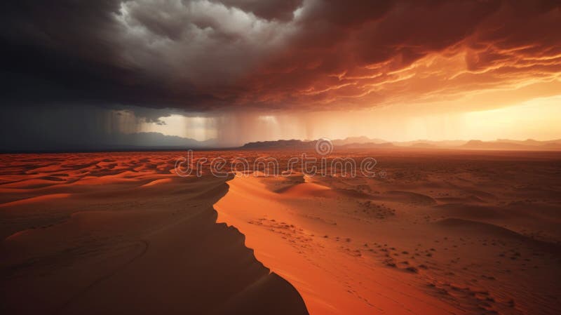 A Desert Scene with a Storm Coming in the Distance. Generative AI Image ...