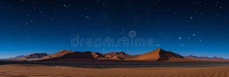 Desert Scenery at Night: a Starry Blue Gradient Sky. Stock Image ...