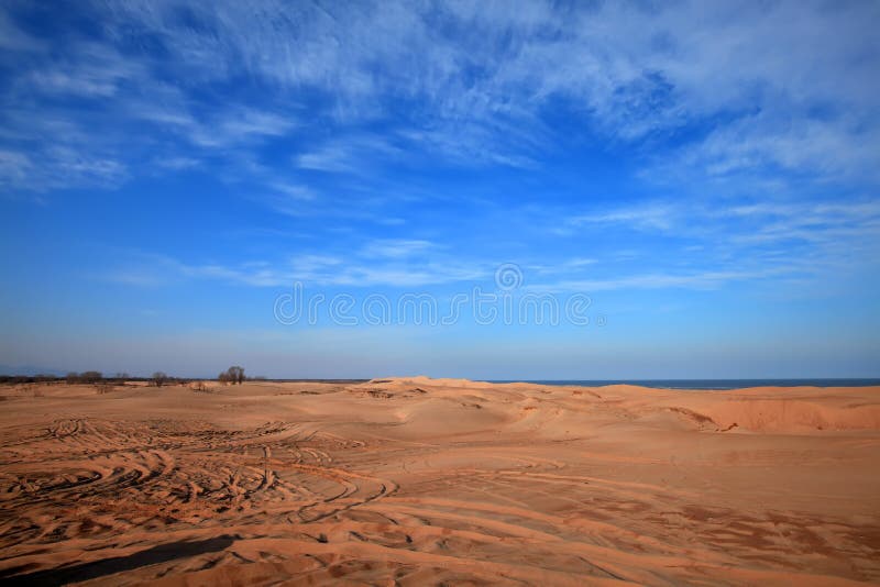 The desert by the sea stock image. Image of desert, horizon - 121452731