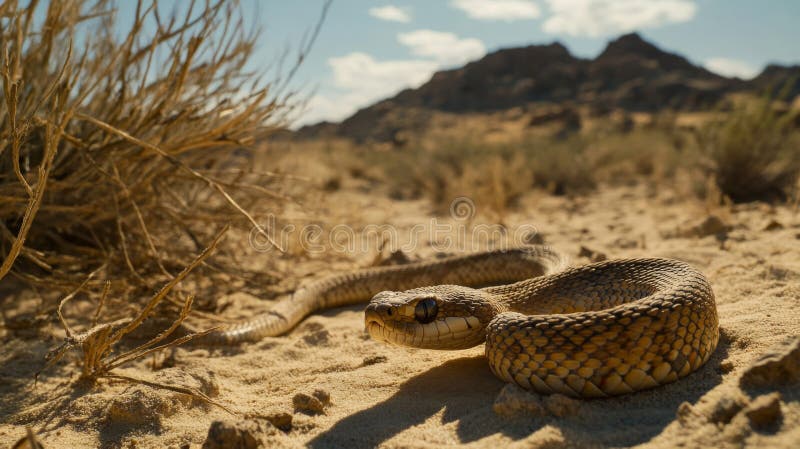 Desert Snake in Arid Landscape Stock Illustration - Illustration of habitat, brown: 366358905
