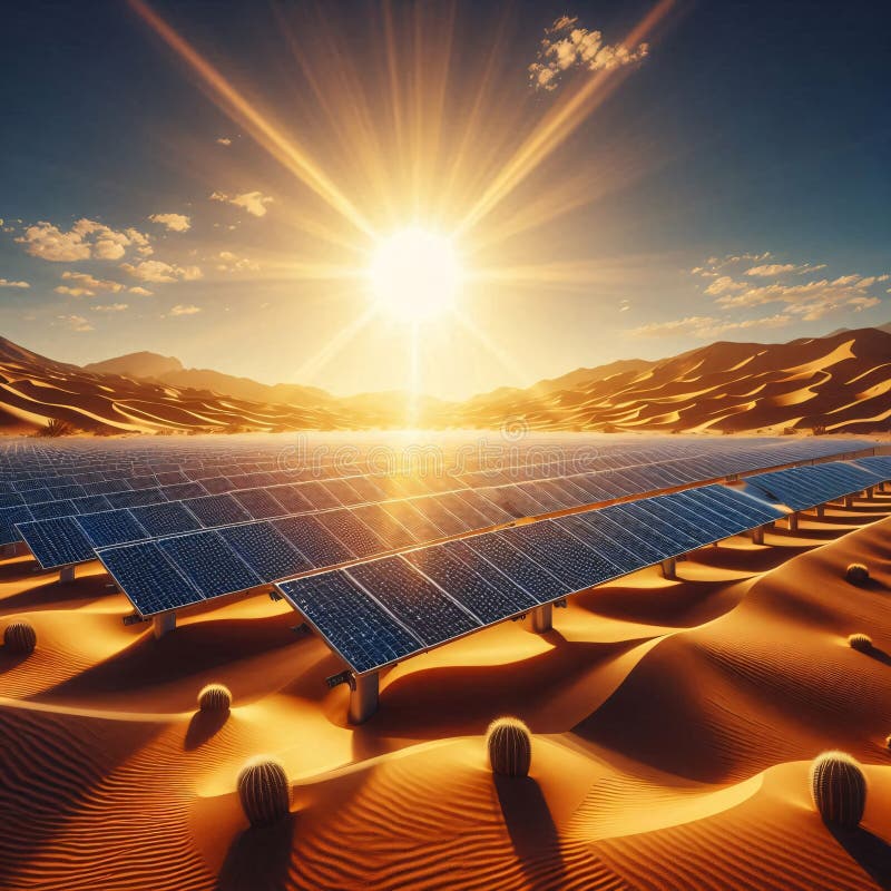 Desert Solar Panel Close Up Generative for AI Stock Illustration ...