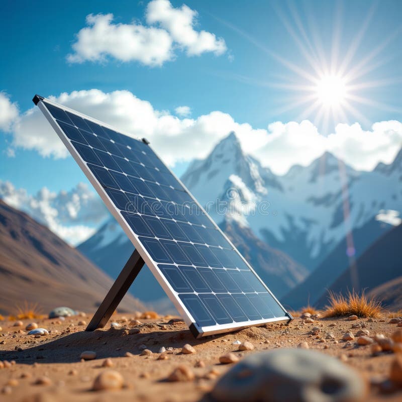 Desert Oasis: Solar Panels with Majestic Mountain Views, Generative Ai ...