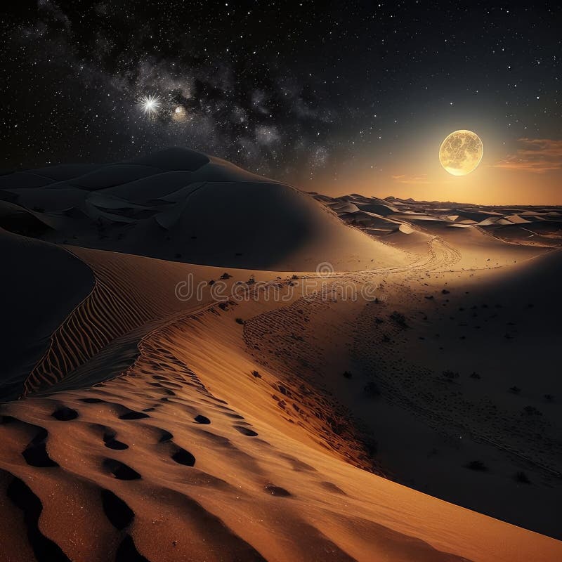 Desert Starry Night: Fictional Desert Landscapes Created in High ...