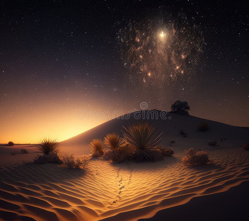 Desert Starry Night: Fictional Desert Landscapes Created in High ...