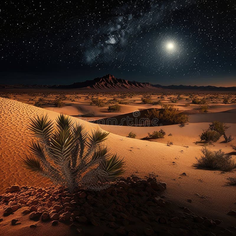 Desert Starry Night: Fictional Desert Landscapes Created in High ...