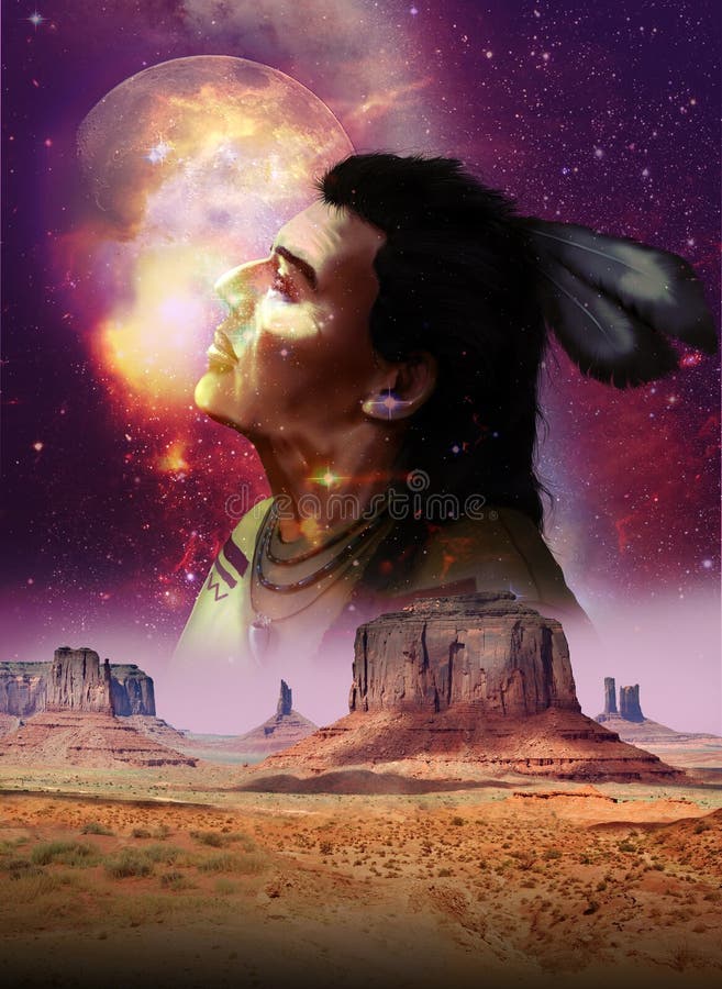Desert, Stars and Native American Stock Illustration - Illustration of ...