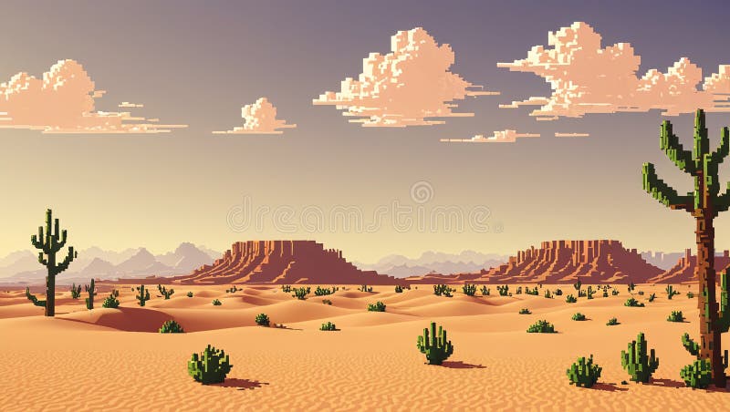 Desert Storm Pixelated Windy Landscape Stock Illustration ...