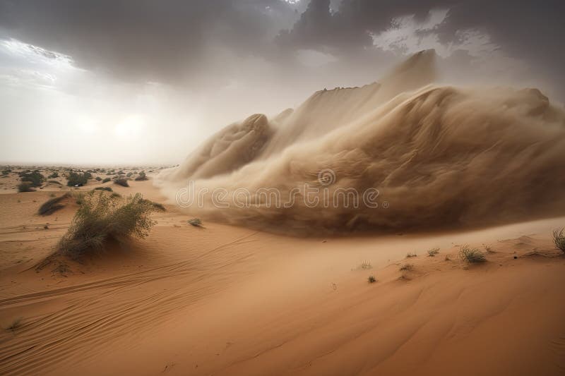 Desert Storm, with Sand and Dust Swirling in the Air Stock Illustration ...