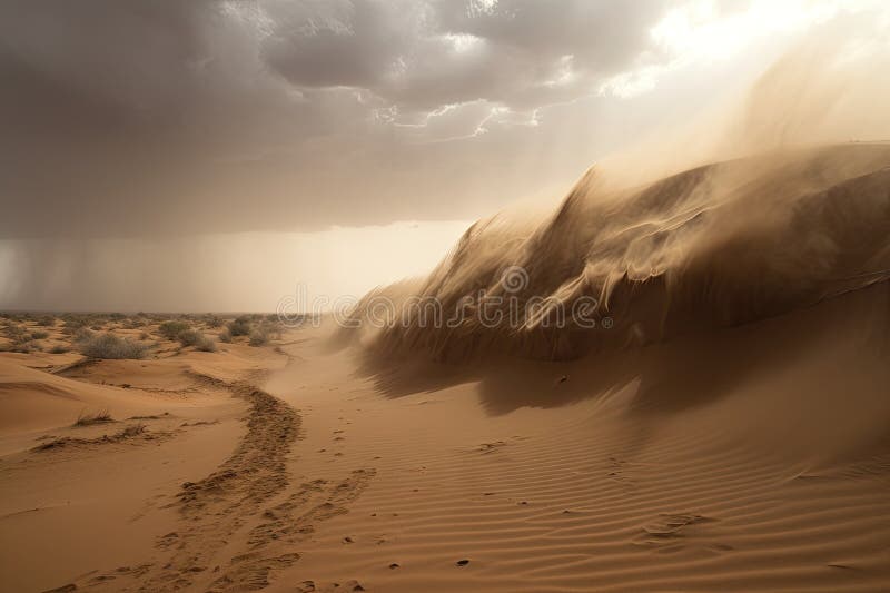 Desert Storm, with Sand and Dust Swirling in the Air Stock Image ...