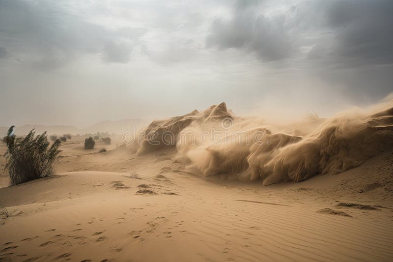 Desert Storm, with Sand and Dust Whipping through the Air Stock ...