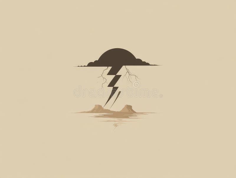 Desert Storm, a Stylized Thunderstorm Over the Desert. Stock ...