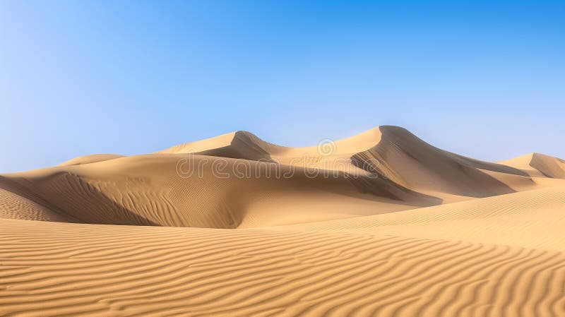 Desert on a Sunny Day with Clear Sky Stock Illustration - Illustration ...