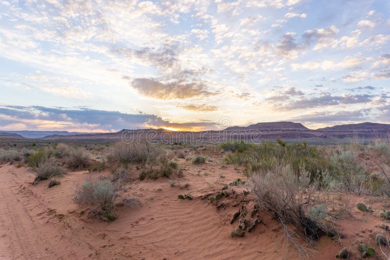 Desert Sunrise Scene in Moab, Utah Stock Photo - Image of camp, moab ...