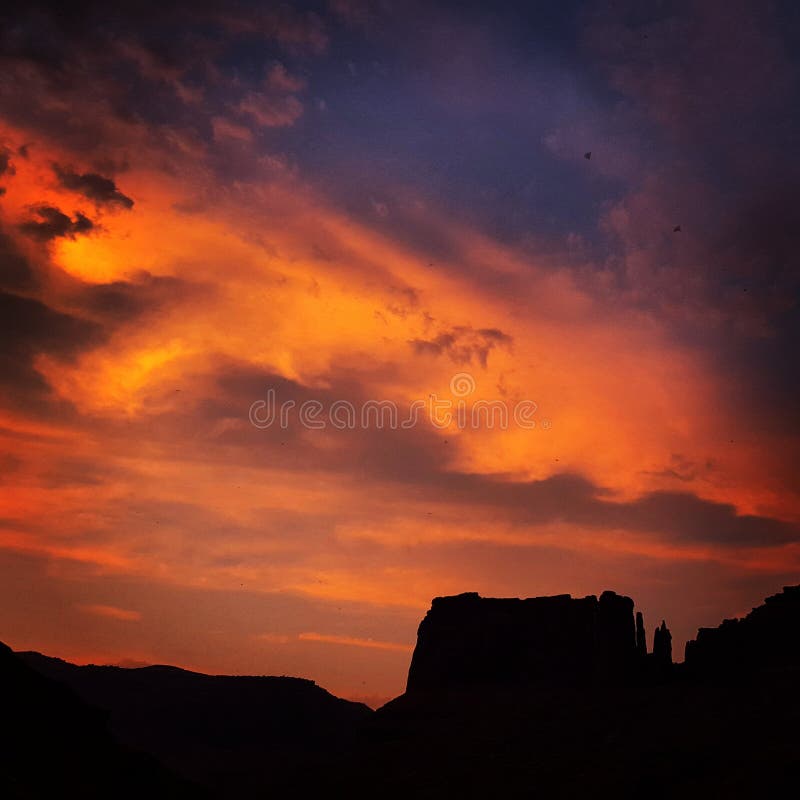 Desert Sunset stock image. Image of desert, showing, mesa - 71532019