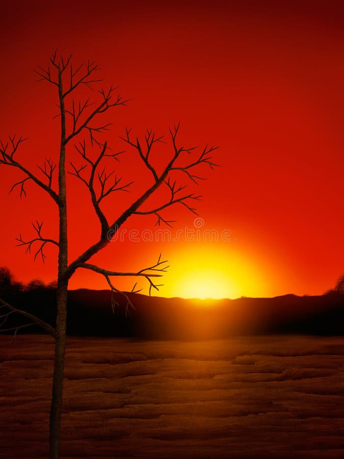 Desert Sunset Digital Painting Stock Photo - Image of nature, mountians ...