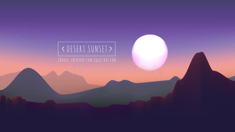 Desert Sunset Vector Illustration Stock Vector - Illustration of ...