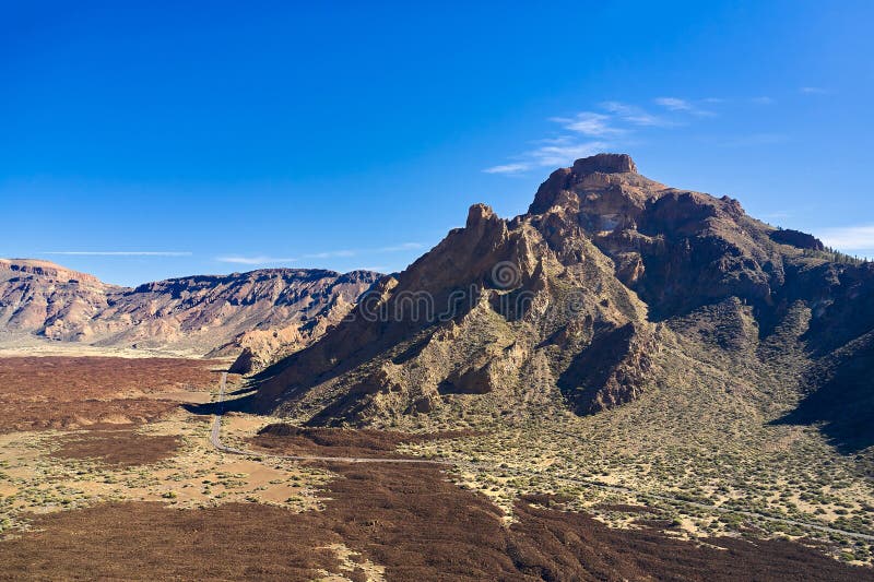 Desert Terrain and Lava Fields Near the Volcano Crater Stock Image ...