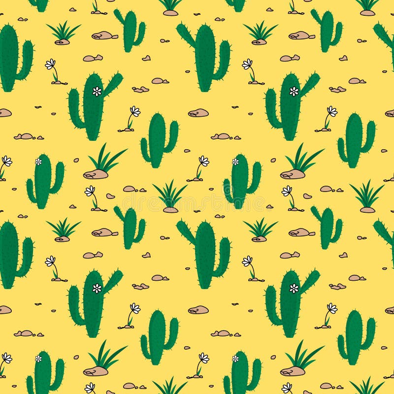 Desert Themed Seamless Pattern Stock Vector - Illustration of textile ...