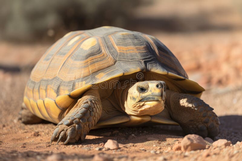 Desert Tortoise Basking in the Sun on Its Shell Stock Illustration ...