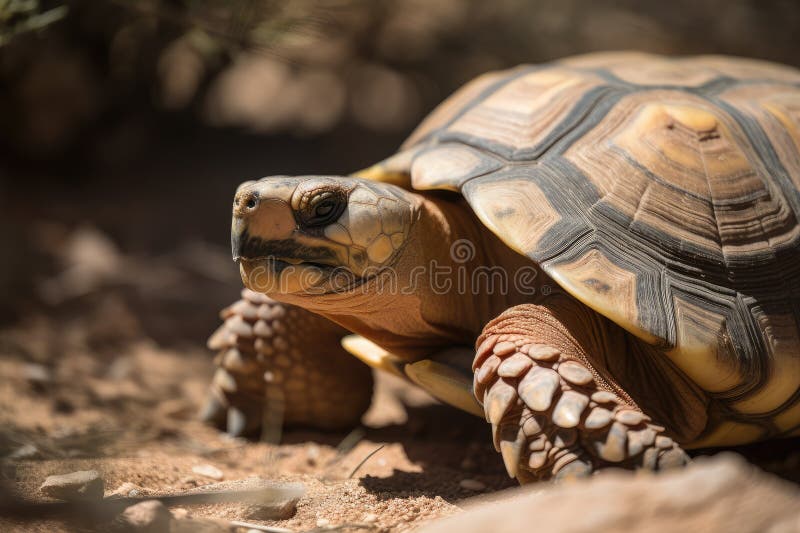 Desert Tortoise Basking in the Sun on Its Shell Stock Illustration ...