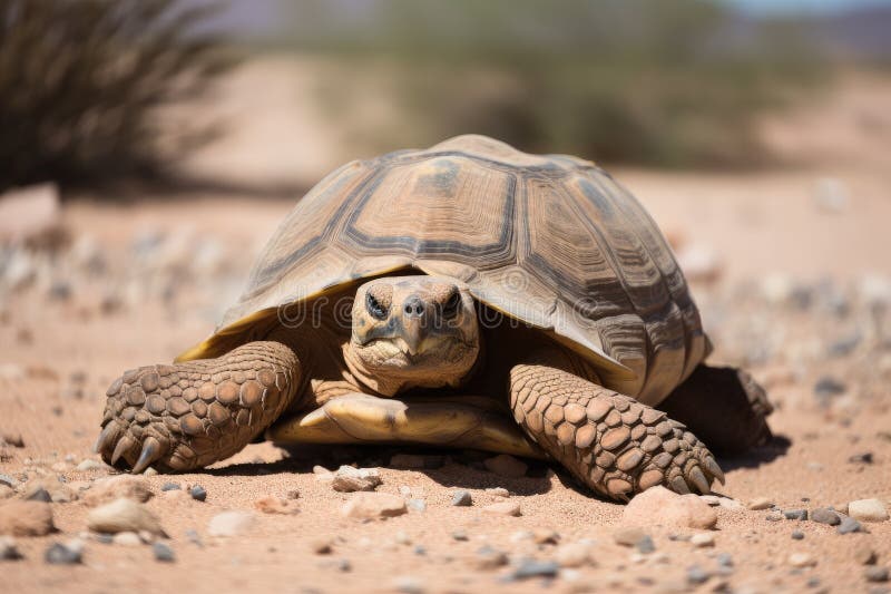 Desert Tortoise Basking in the Sun on Its Shell Stock Illustration ...