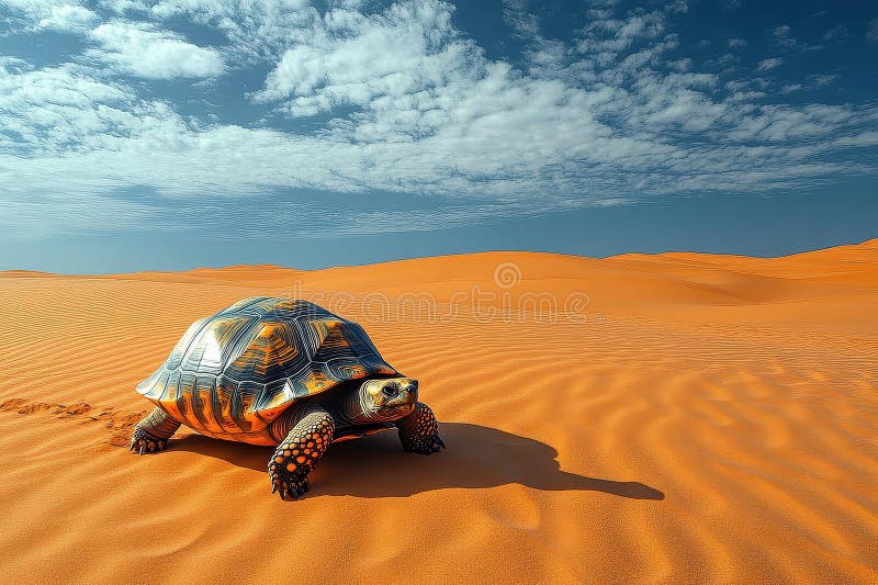 Desert Tortoise Basking in the Sun on Its Shell Stock Illustration ...