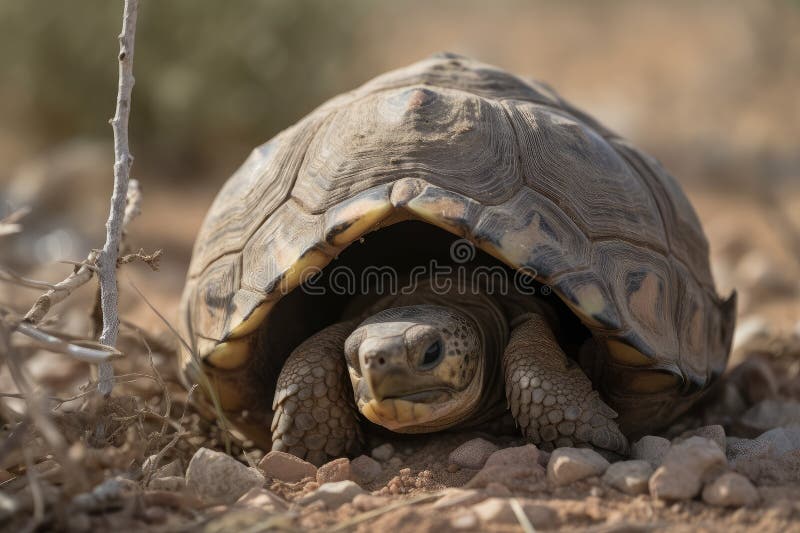 Desert Tortoise Emerging from Its Shell for the First Time Stock Image ...