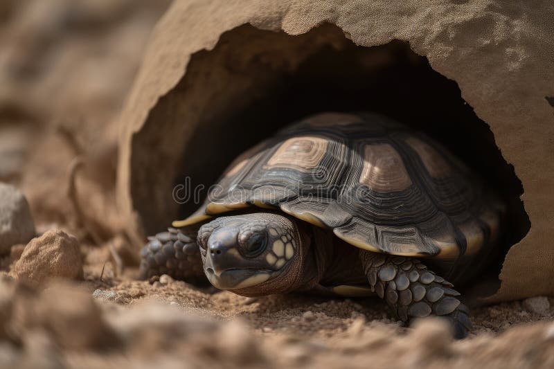 Desert Tortoise Emerging from Its Shell for the First Time Stock ...
