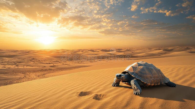 Desert Tortoise Basking in the Sun on Its Shell Stock Illustration ...