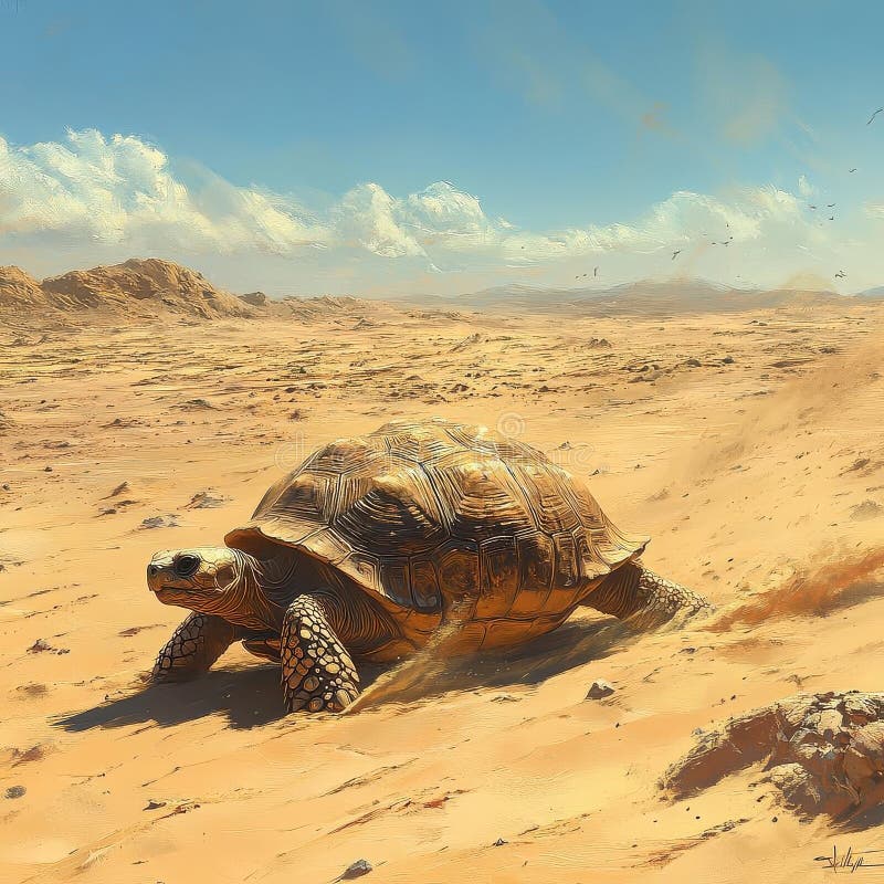 Desert Tortoise Walking on Sandy Terrain Stock Illustration ...