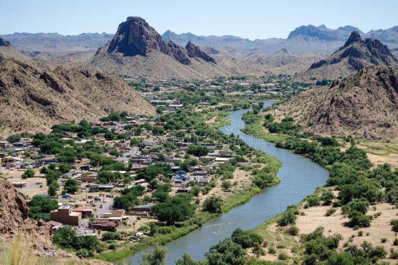 Arizona River Valley stock illustration. Illustration of canyons ...