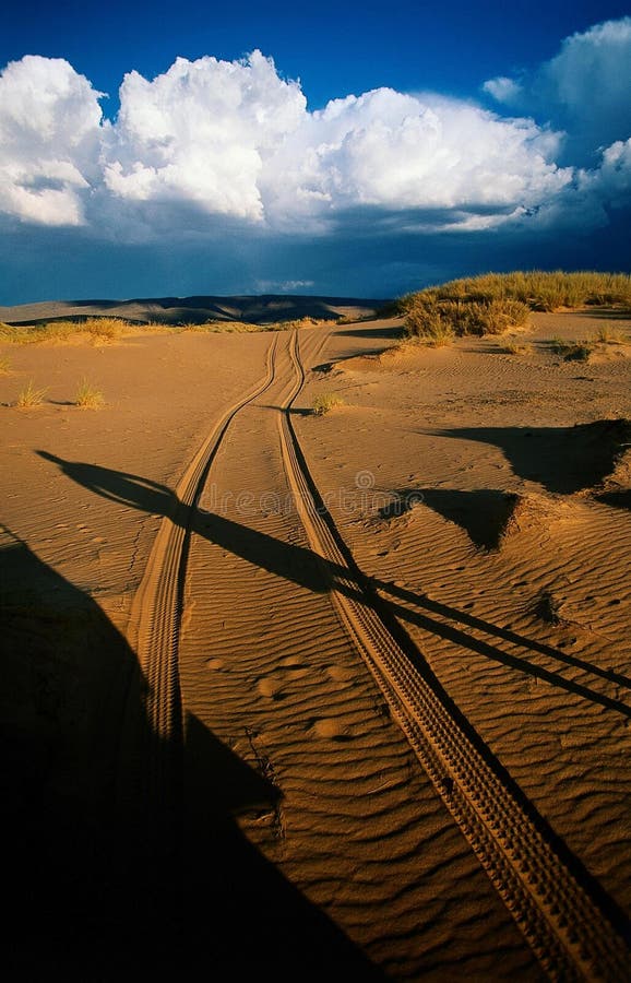 Desert track sunset stock image. Image of storm, thirst - 1797943